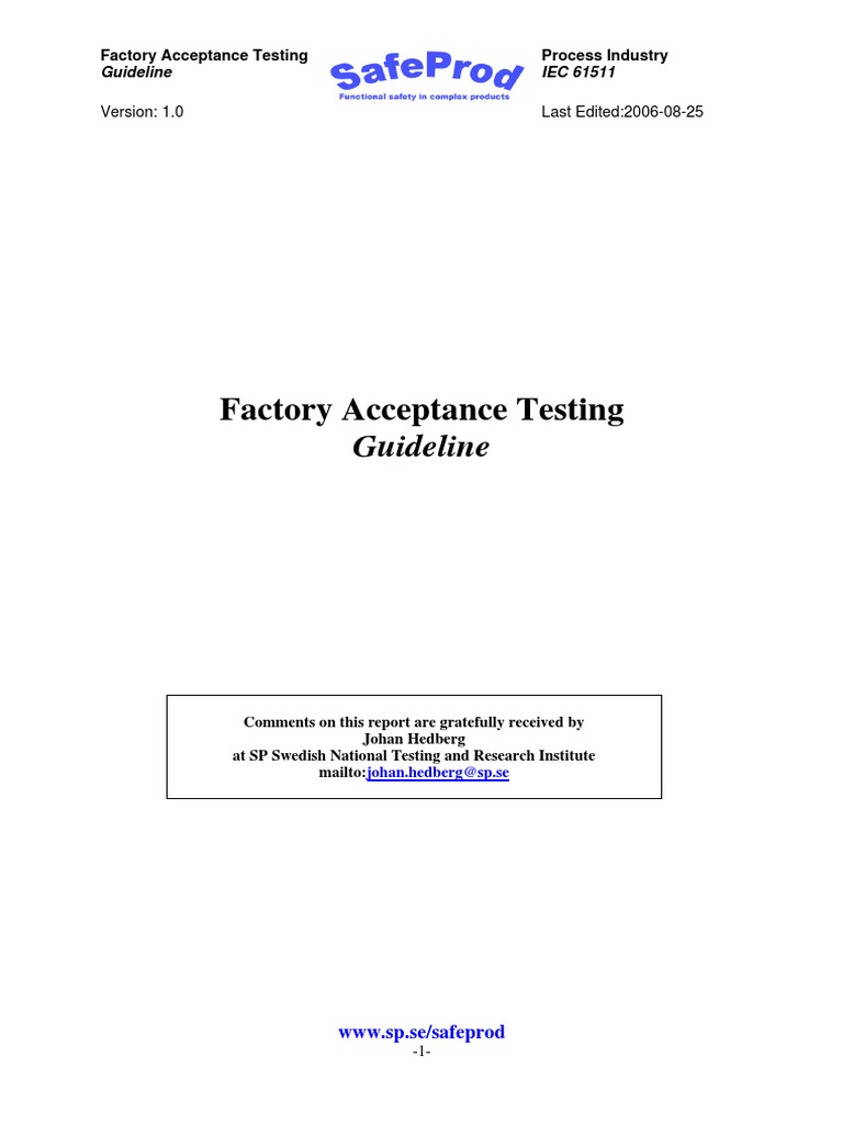 Factory Acceptance Test PDF | PDF | Systems Engineering | Systems Theory