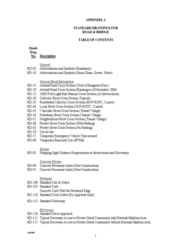 Roads Appendix A Drawings Reduced | PDF