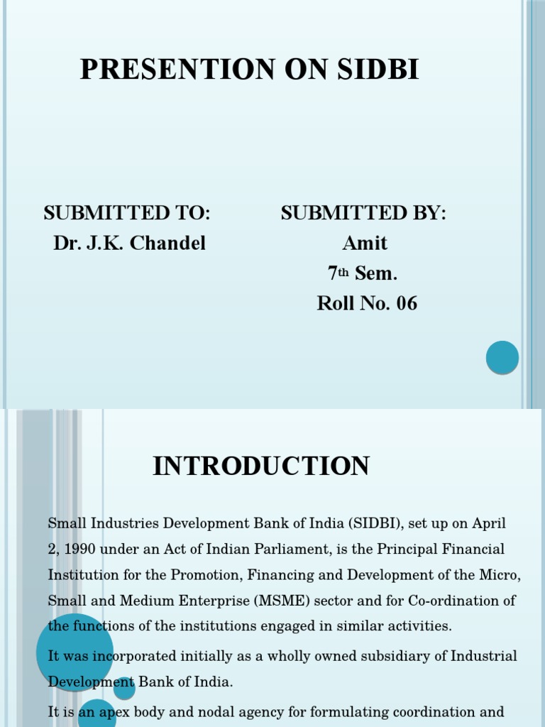 SIDBI | PDF | Money | Business