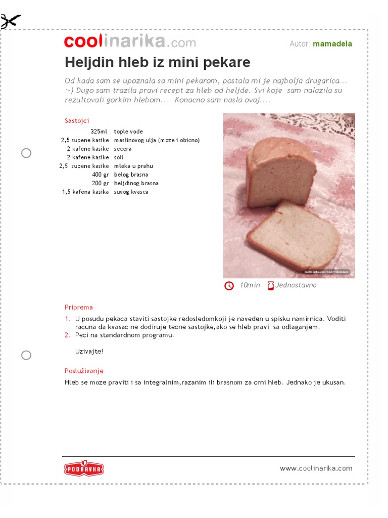 Heljdin Hleb Iz Mini Pekare | PDF