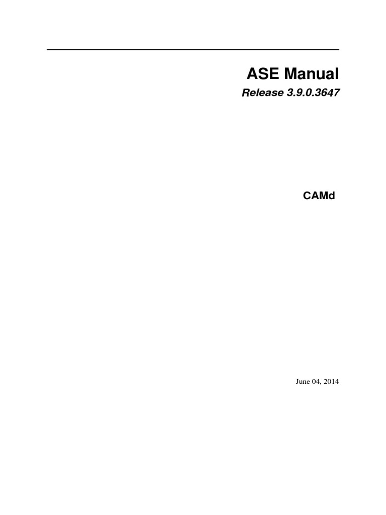 Ase Manual | PDF | Advanced Packaging Tool | Constructor (Object ...