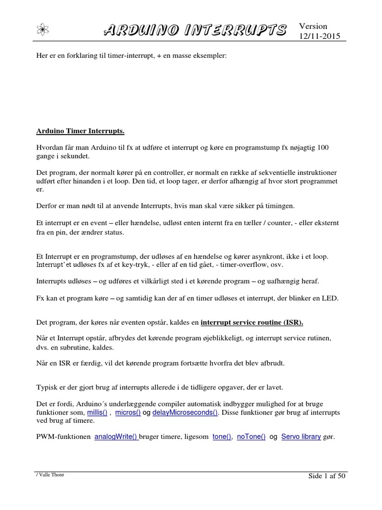 Arduino Timer Interrupts | PDF