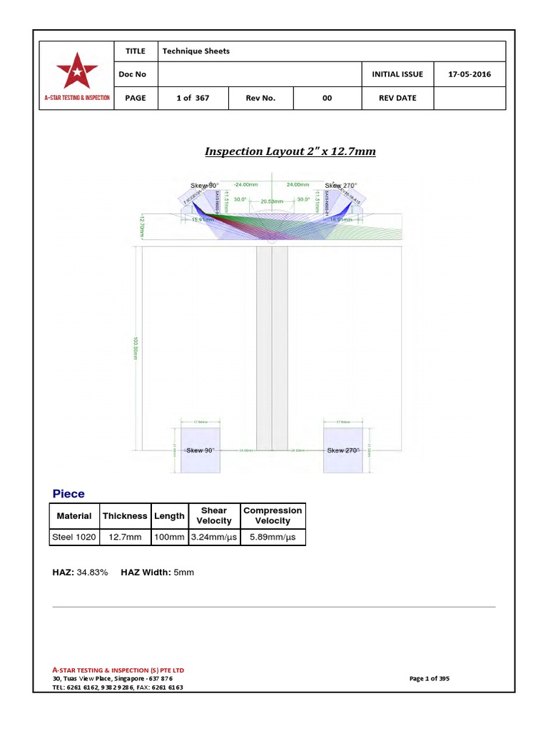 PAUT Technique Sheets | PDF | Aperture | Welding