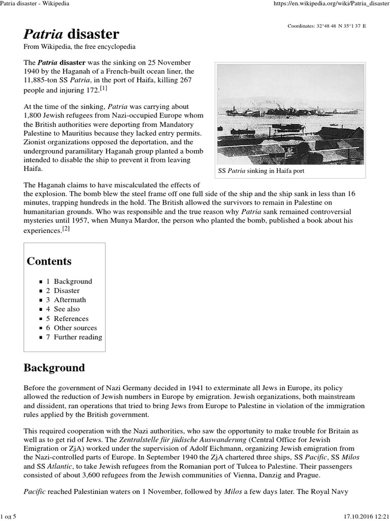 Tragedy at Sea: The Bombing of the SS Patria and its Deadly Sinking in ...