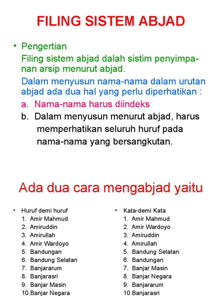 Filing Sistem Abjad | PDF