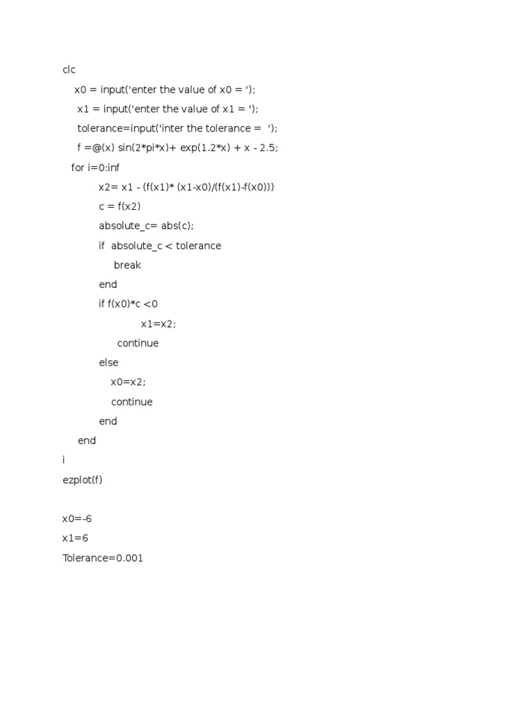 False Position Matlab Pdf Computational Science Theoretical