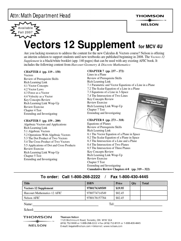 Vectors 12 Order Form | PDF