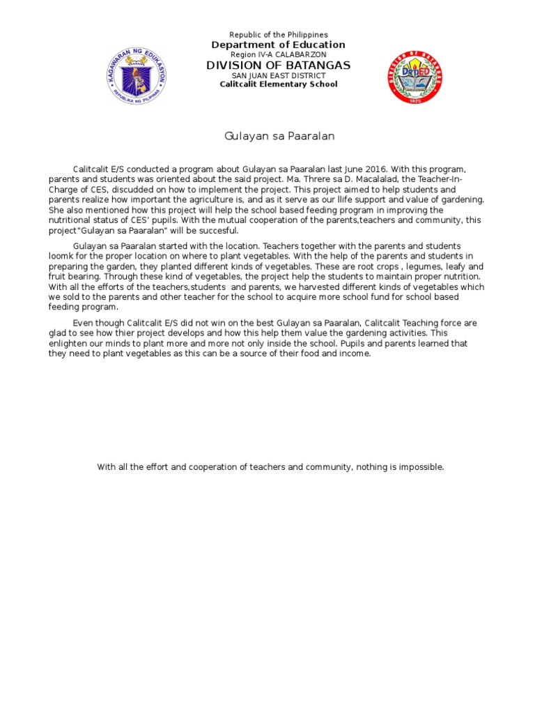 Narrative Report GPP | PDF