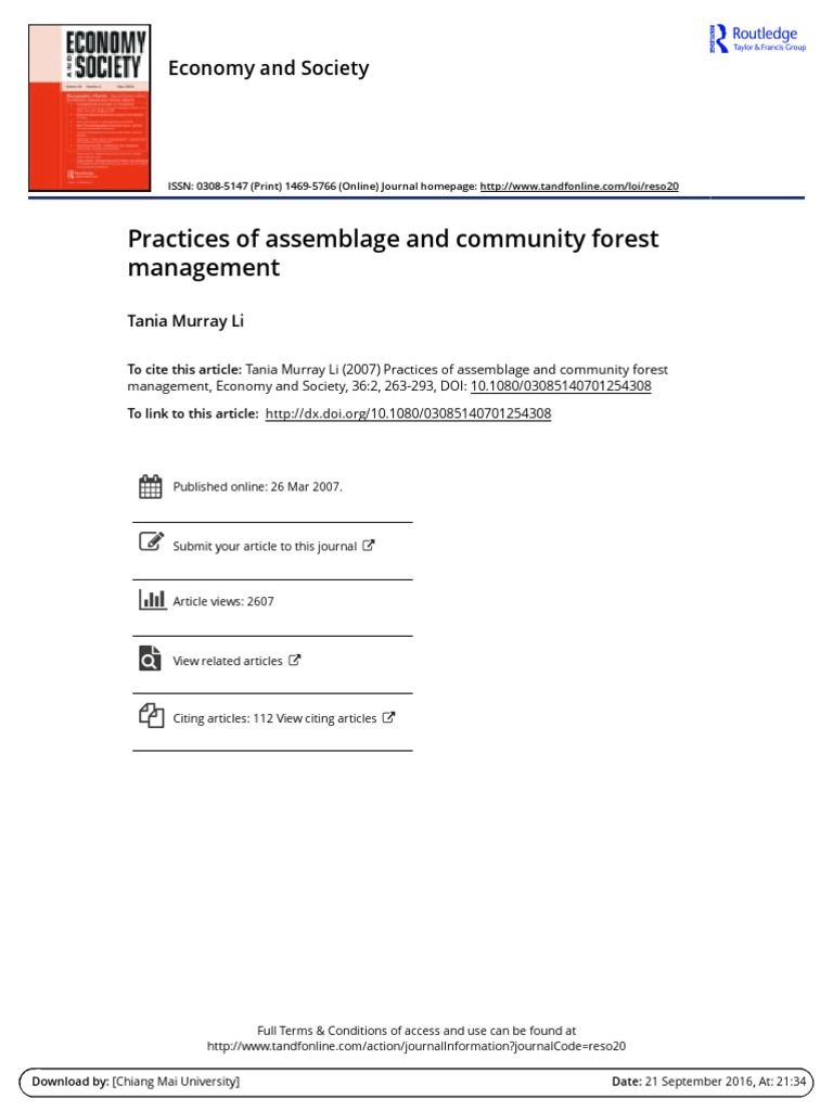 Tania Li - Practices of Assemblage and Community Forest Management ...