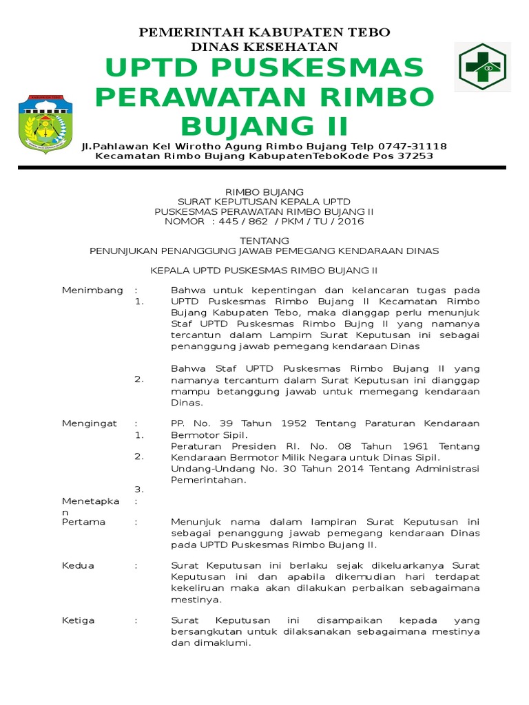 SK. Kepala Puskesmas Tentang Penanggung Jawab Ukm Dan Ukp | PDF