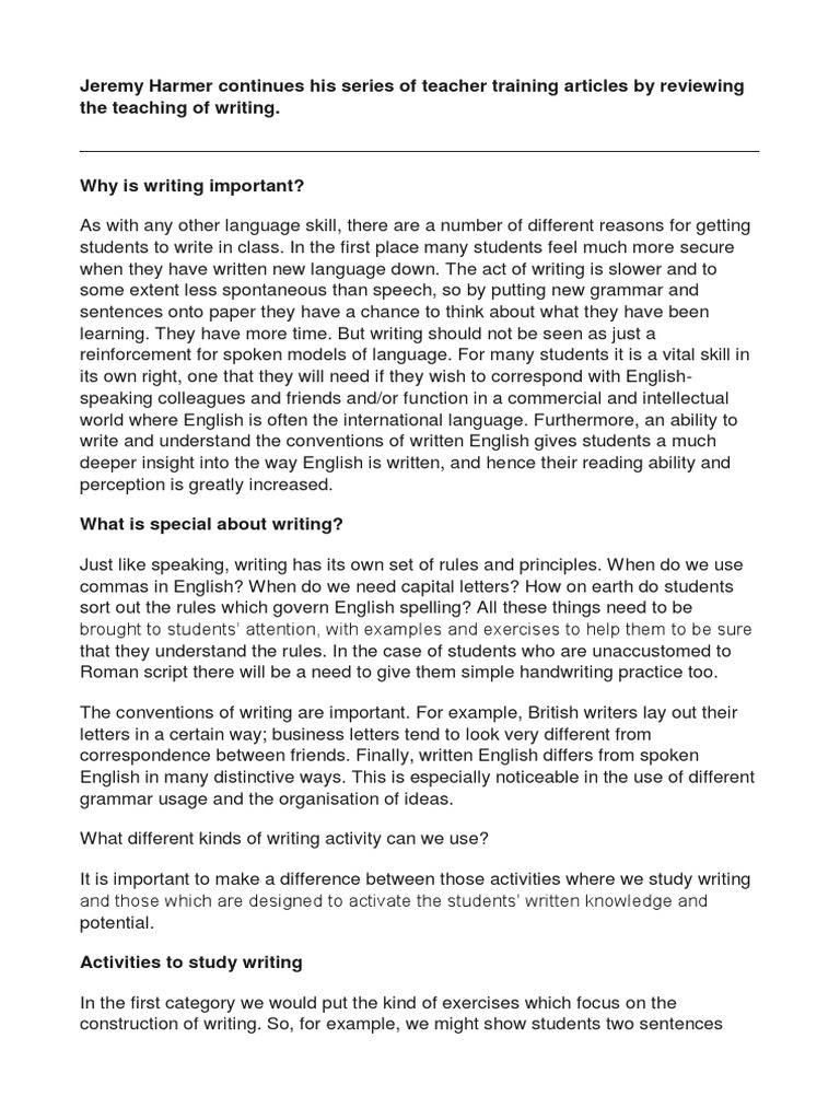 Jeremy Harmer - Teaching Writing ETp | English Language | Teachers