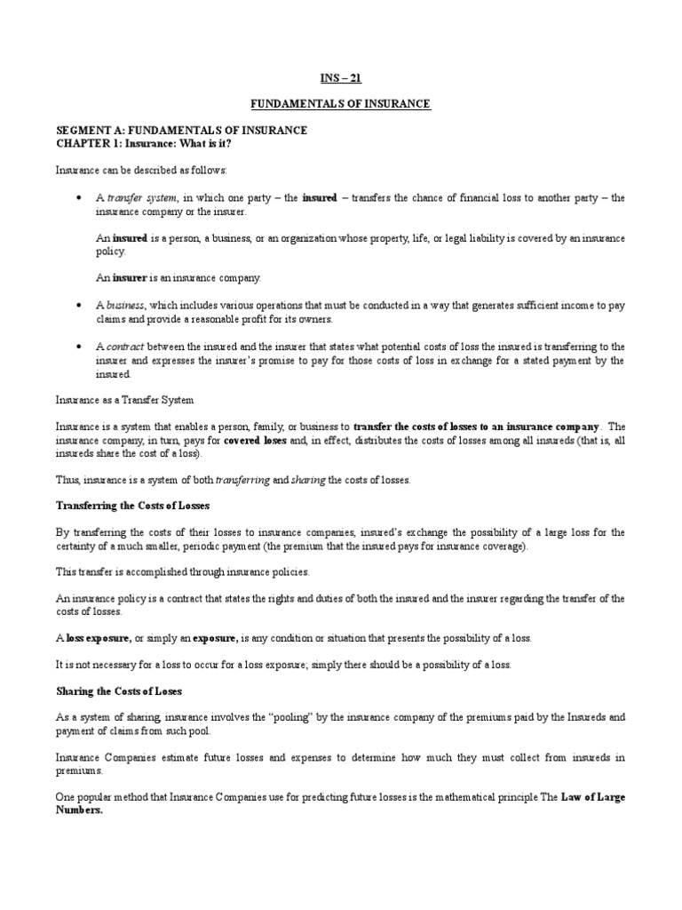 INS21 Basic Notes | PDF | Life Insurance | Liability Insurance
