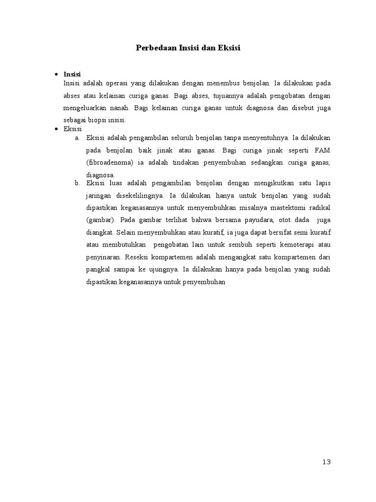 Perbedaan Insisi Dan Eksisi | PDF