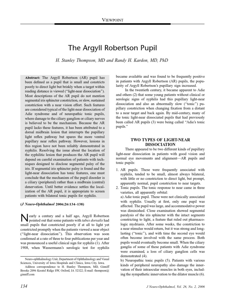 The Argyll Robertson Pupil.12 | PDF