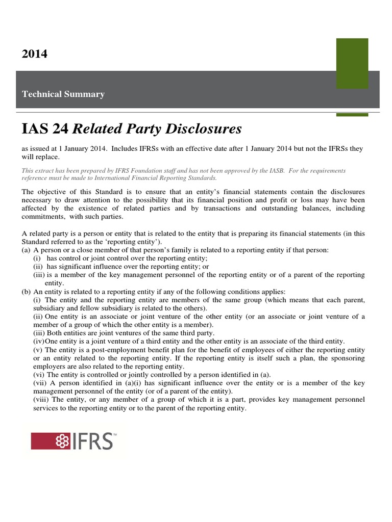 IAS 24 Related Party Disclosures | PDF | International Financial ...