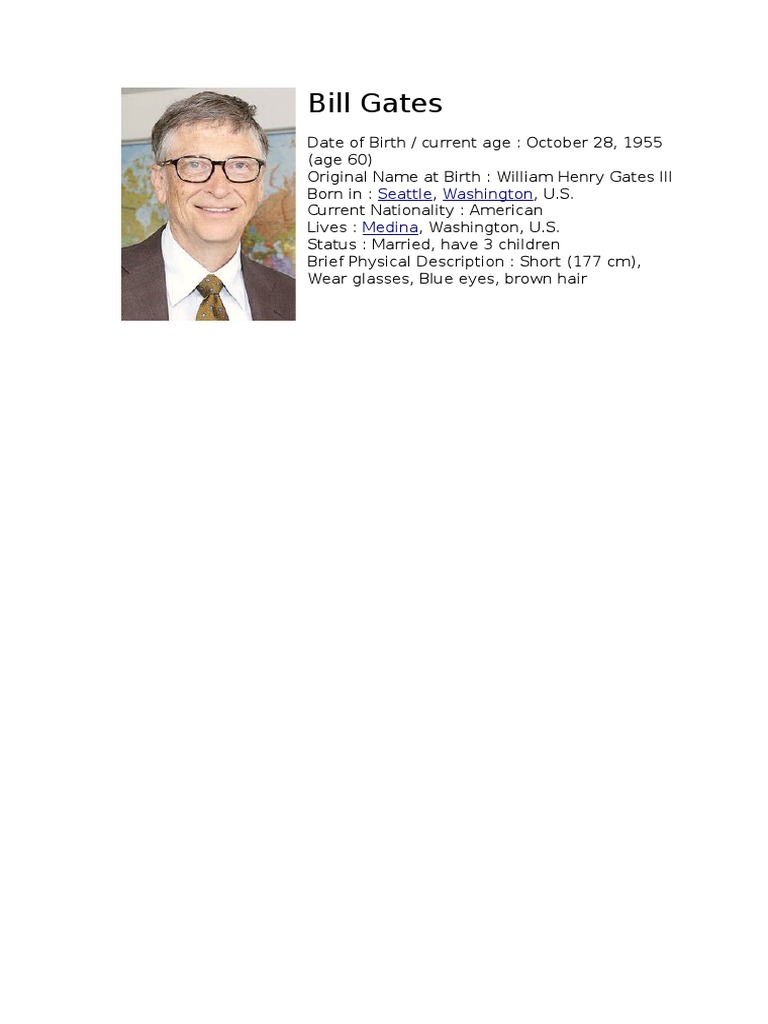 Bill Gates: Biography and Personal Details | PDF | Social Science
