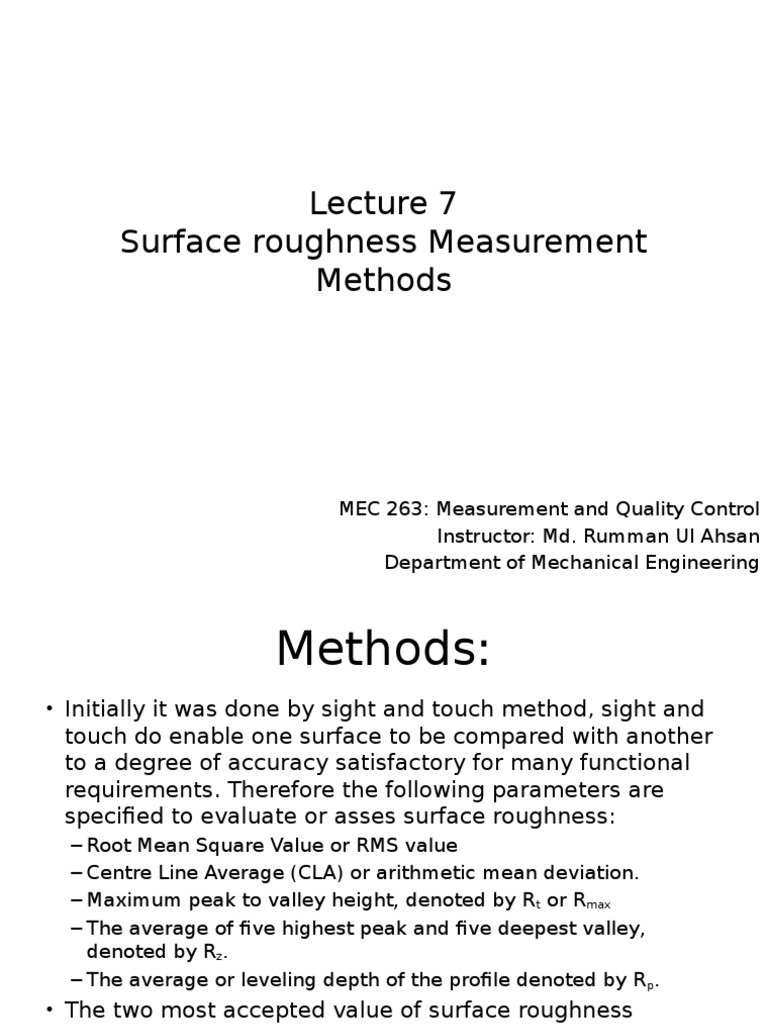 Surface Roughness Measurement | PDF