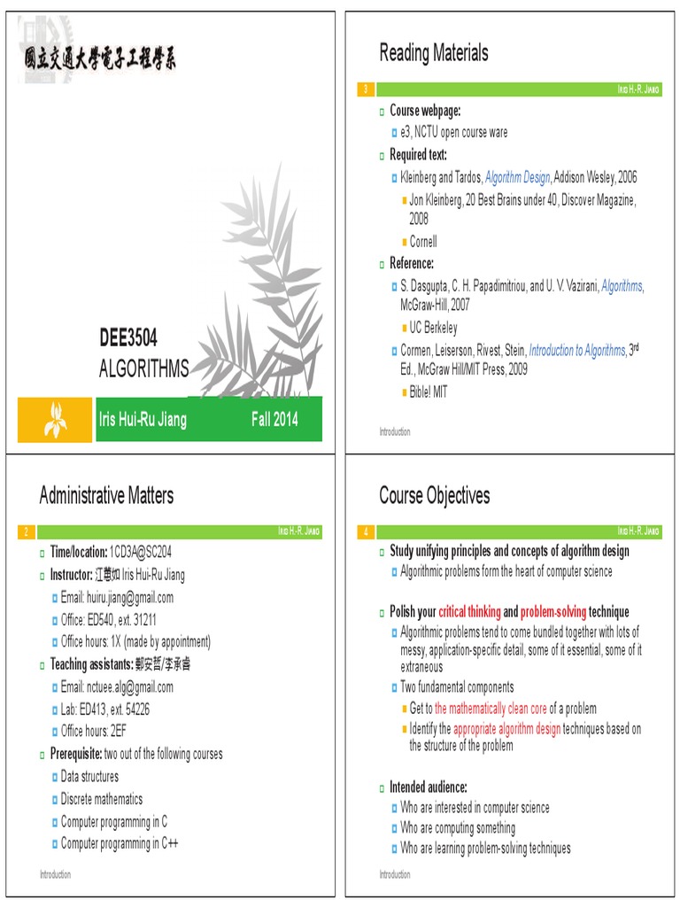 Lec0 4p | PDF | Algorithms | Algorithms And Data Structures