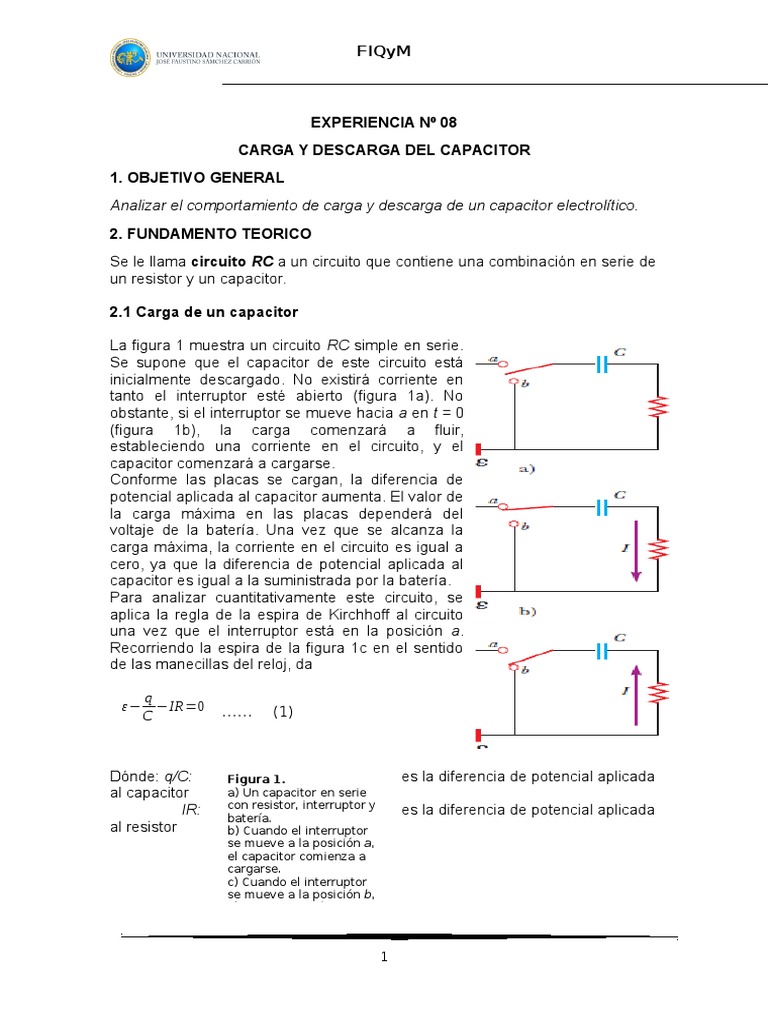 Carga y Descarga de Un Capacitor | PDF | Condensador | Corriente eléctrica