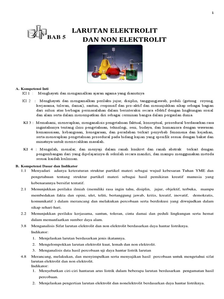 Bab 5 Larutan Elektrolit Dan Non Elektrolit | PDF | Sains & Matematika ...