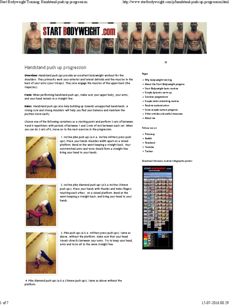 Handstand Push Up Progression | PDF | Human Anatomy | Physical Exercise