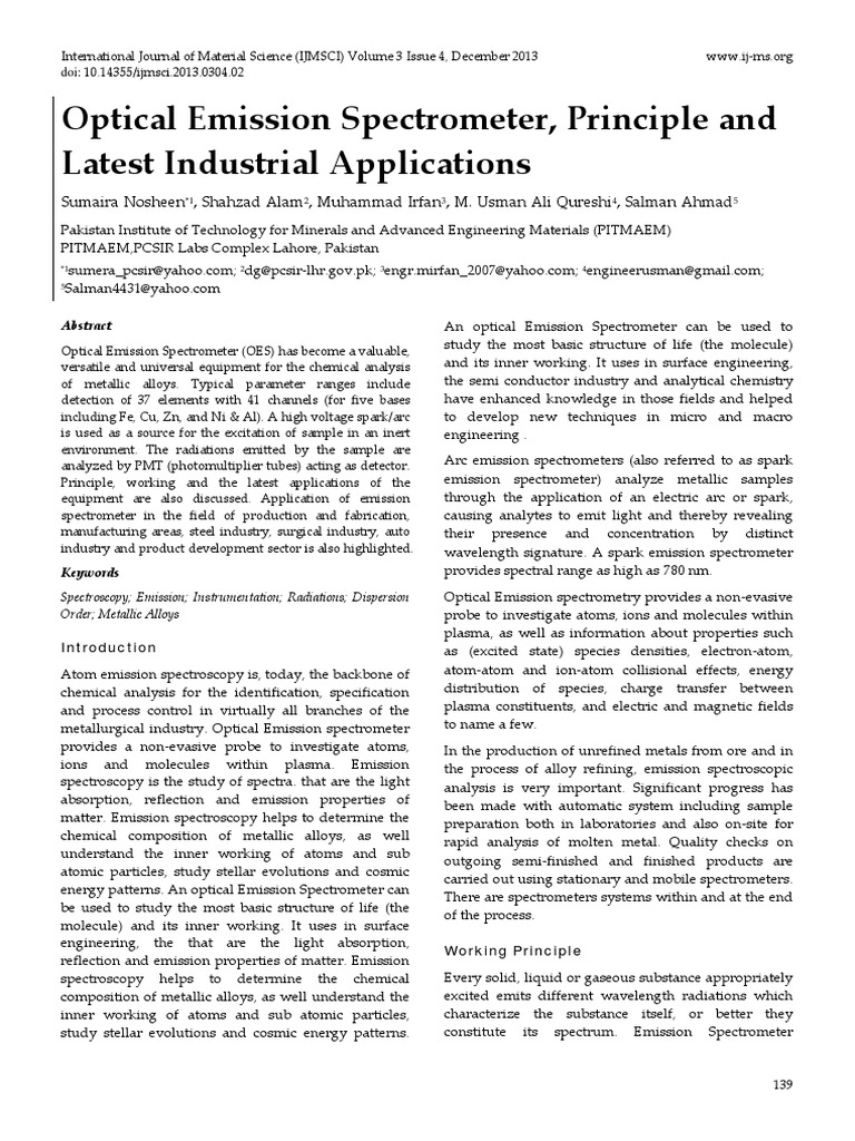 Optical Emission Spectrometer, Principle and Latest Industrial ...