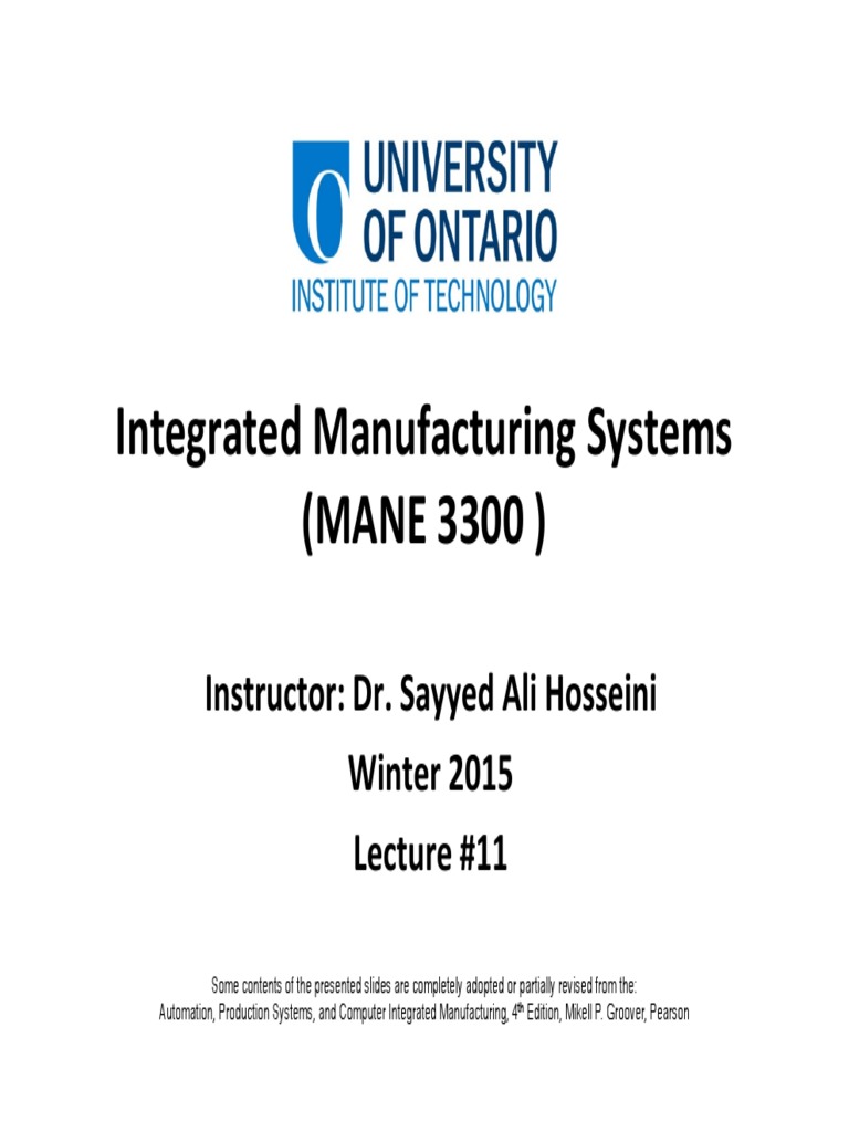 11 Integrated Manufacturing Systems Lecture #11 Slides | PDF ...