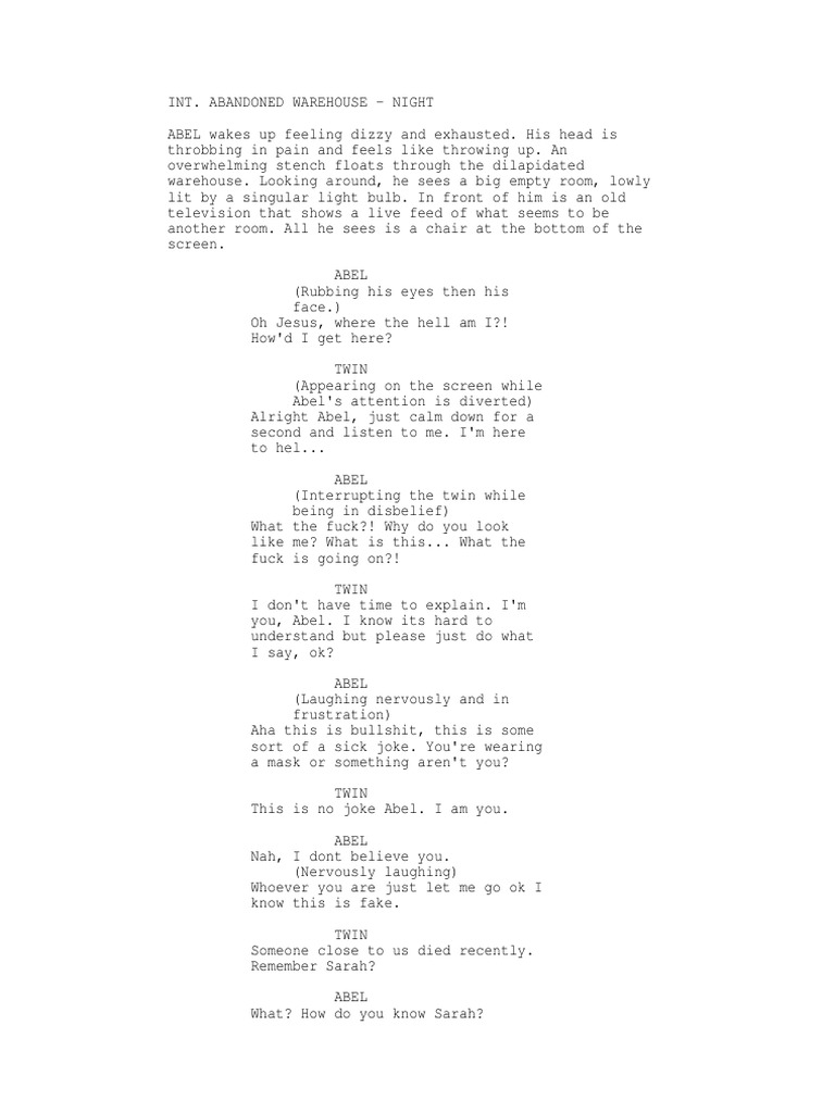 Thriller Movie Script (DRAFT) | PDF | Leisure