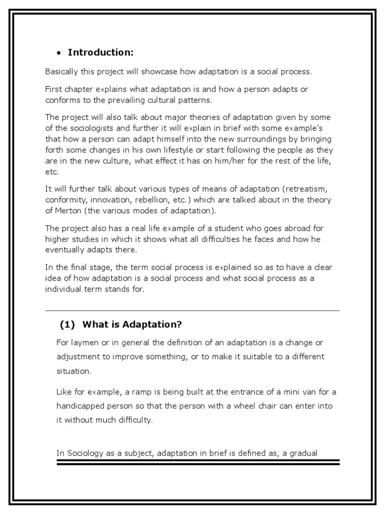 Understanding Social Adaptation in Culture | PDF | Adaptation | Sociology