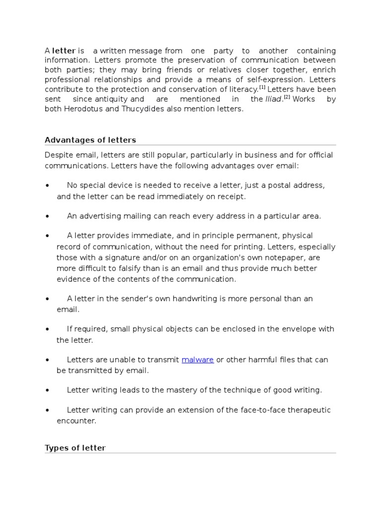 Letters and Emails | Email | Paragraph