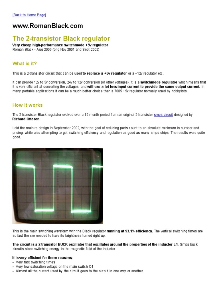 A Highly Efficient 2-Transistor Switch-Mode Power Supply (SMPS ...