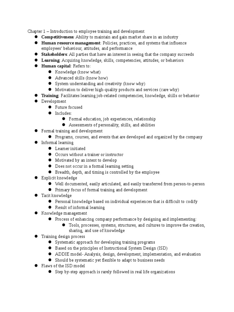 Chapter 1 Introduction To Employee Training And Development Pdf