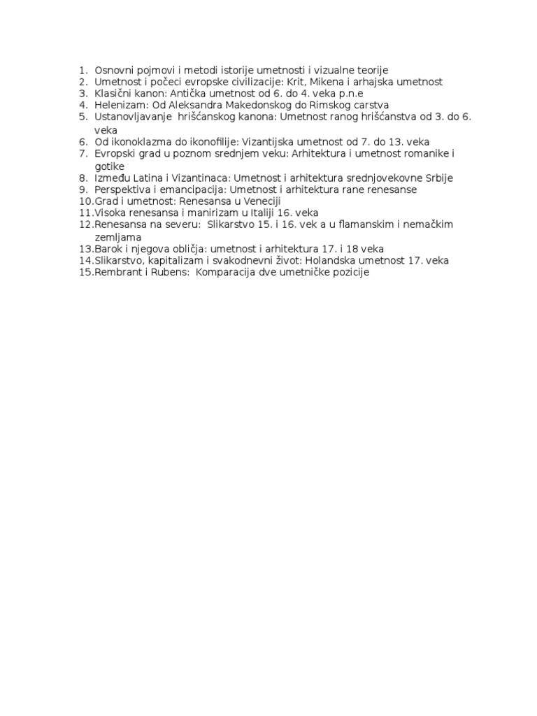 Pitanja Iz Istorije Umetnosti | PDF