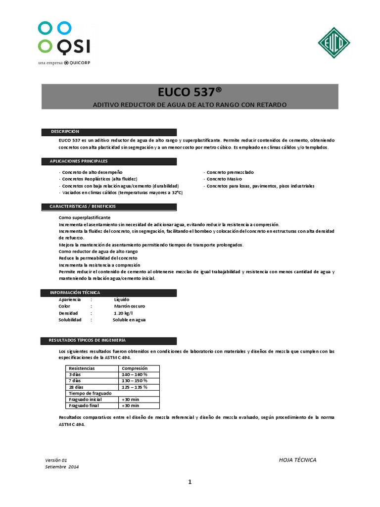 Euco 537 | PDF | Hormigón | Cemento