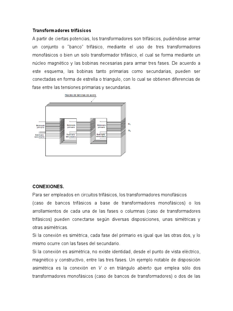 Conexiones y características de transformadores trifásicos | PDF ...