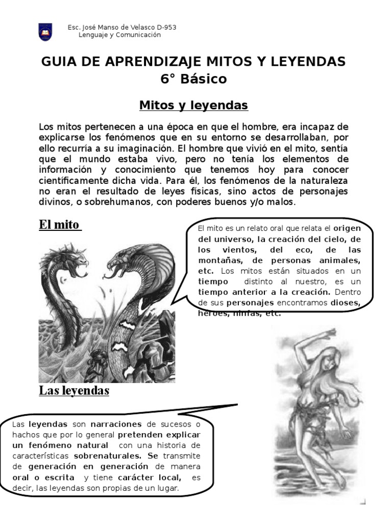 Guia Mito y Leyenda 6° Basico | PDF