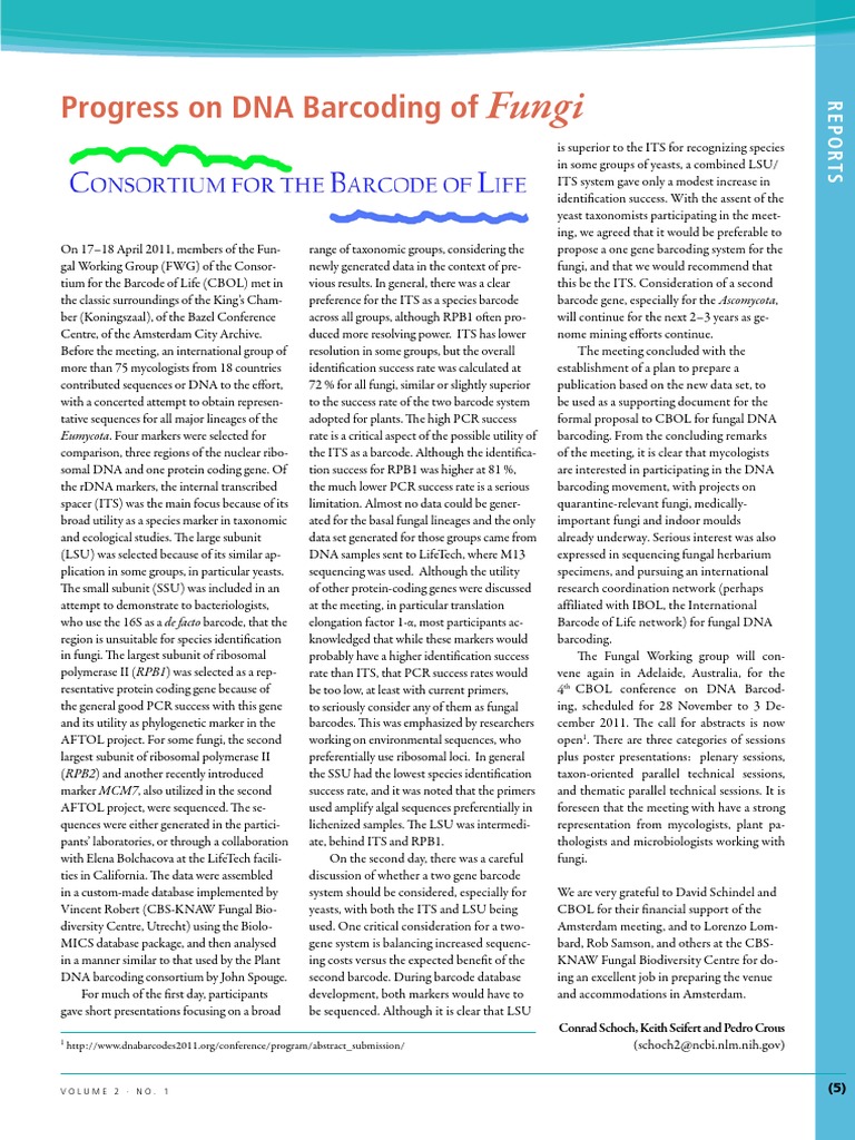 Fungi: Progress On DNA Barcoding of | PDF | Ribosomal Dna | Polymerase ...