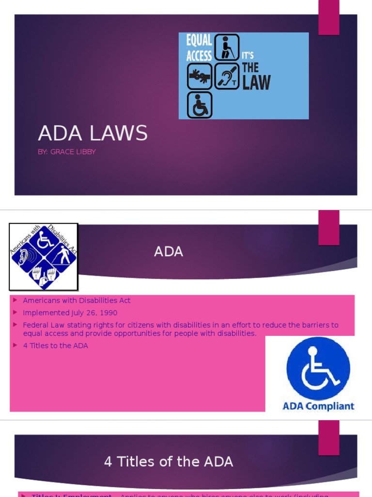 Ada Laws | PDF | Americans With Disabilities Act Of 1990 | Disability