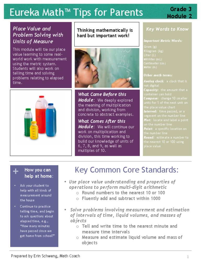Eureka Math Grade 3 Module 2 Tips For Parents | PDF | Numbers | Litre