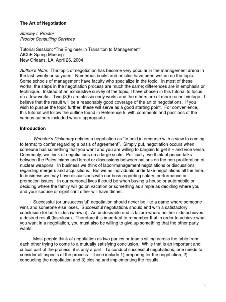 The Art of Negotiation | PDF | Negotiation | Nonverbal Communication