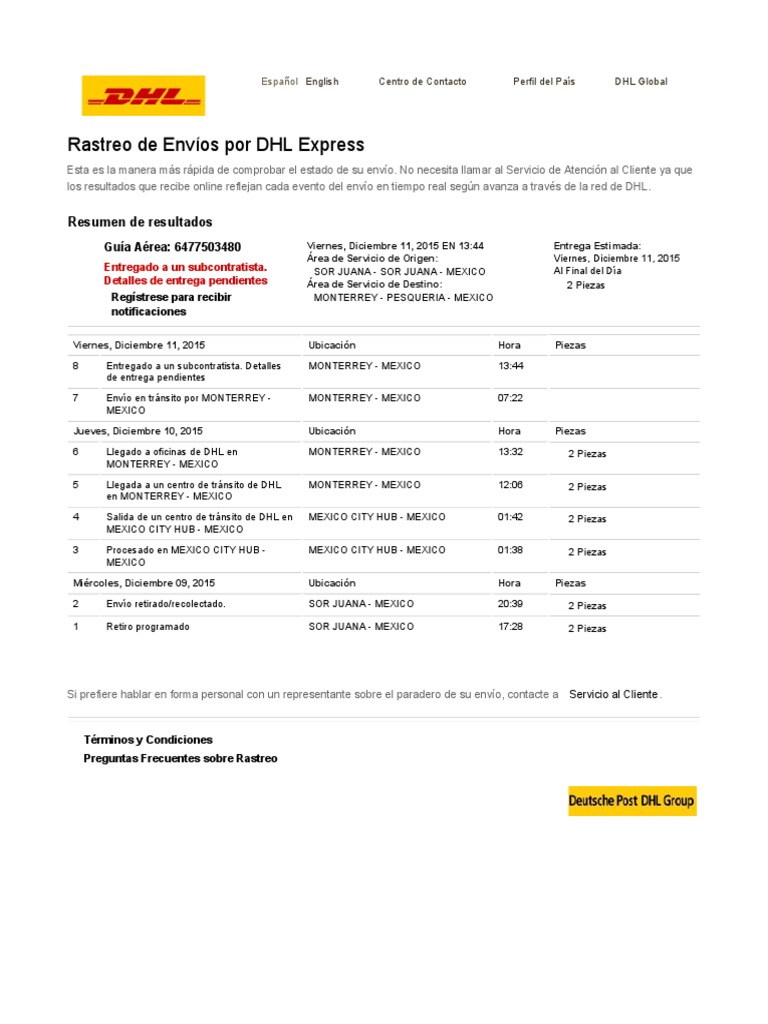 Rastreo Rastrear Envíos Paquetes Envíos Rastreo DHL Expres