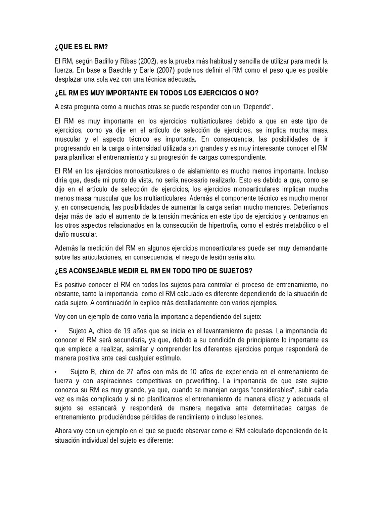 Que Es El RM | PDF | Músculo | Medición