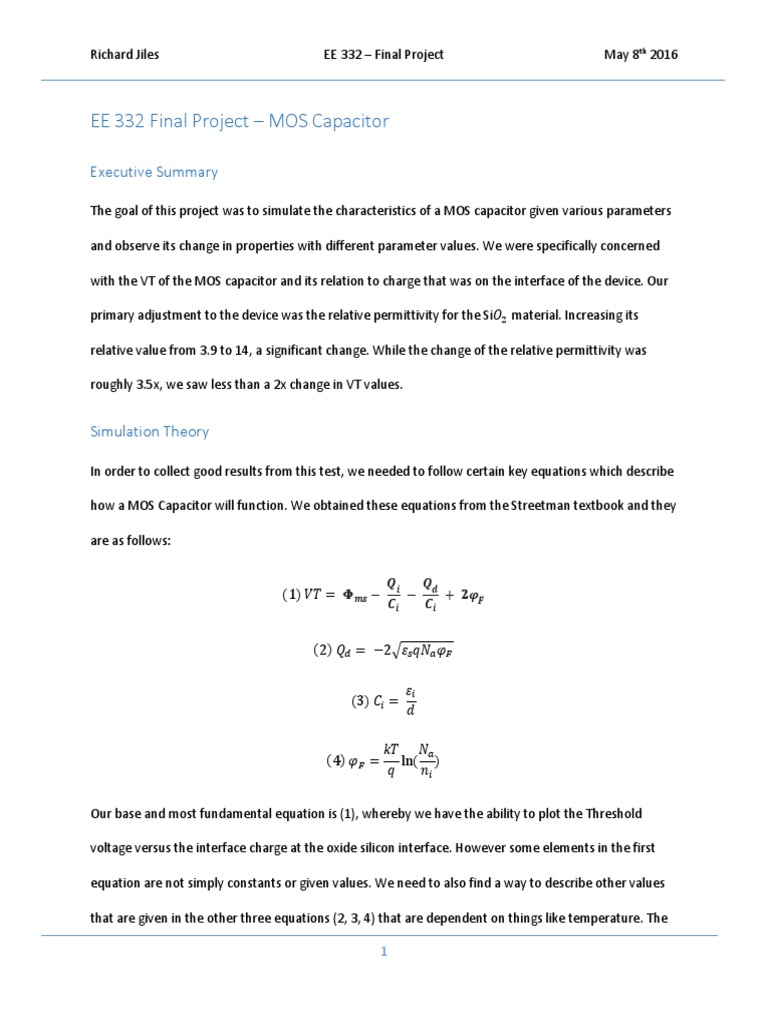 Ee 332 Final Project Report | PDF | Mosfet | Capacitor