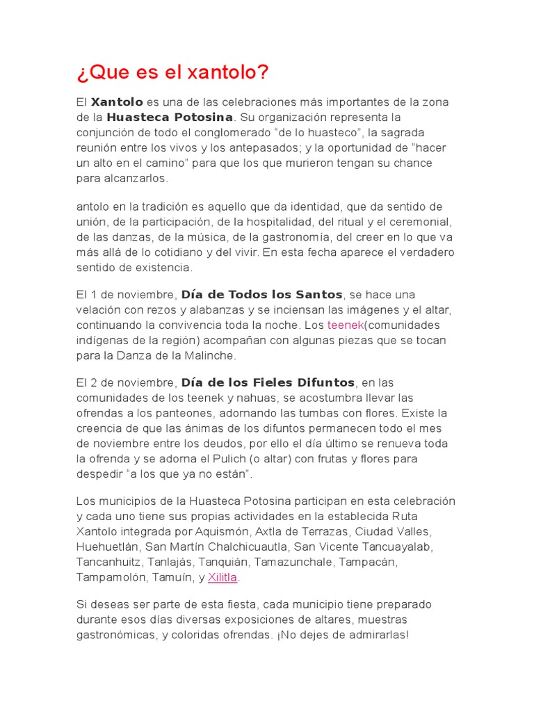Que Es El Xantolo | PDF | Alimentos | Rituales