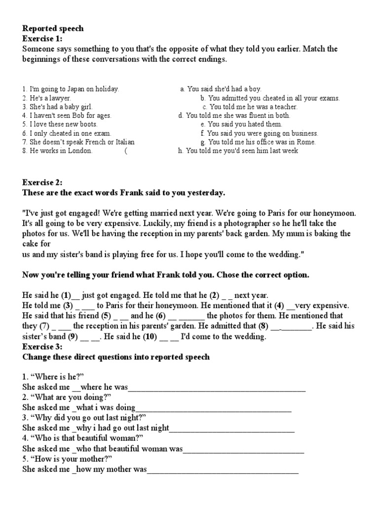 Reported Speech 3 | PDF