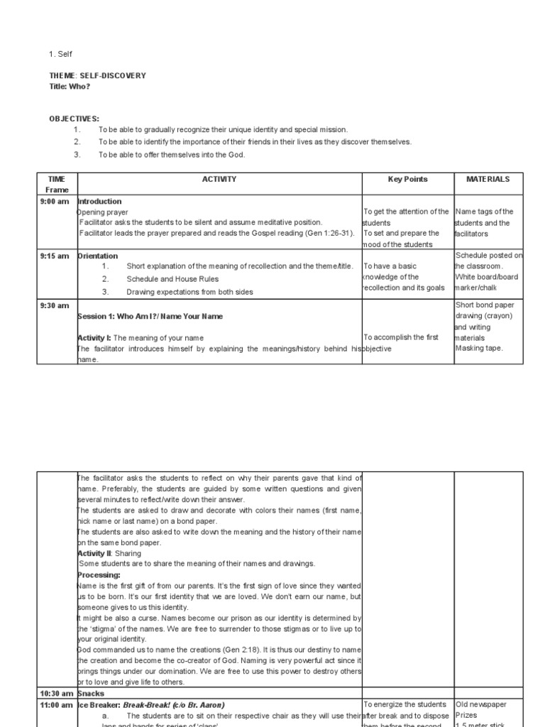 Recollection Sample Module | Download Free PDF | Friendship | Facilitator