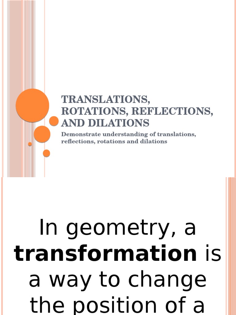 Translations, Rotations, Reflections, and Dilations | PDF | Shape ...