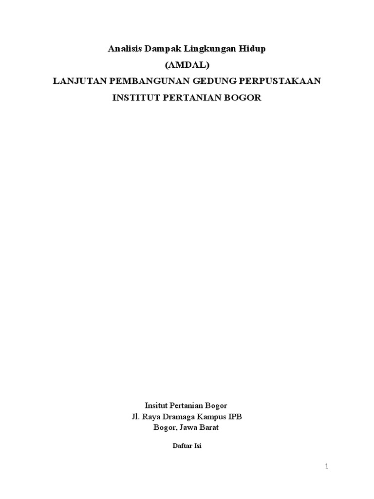 Simulasi Amdal Gedung Lanjutan Renovasi LSI IPB | PDF