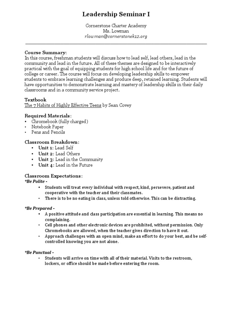 Foundations of Leadership | PDF | Homework | Classroom