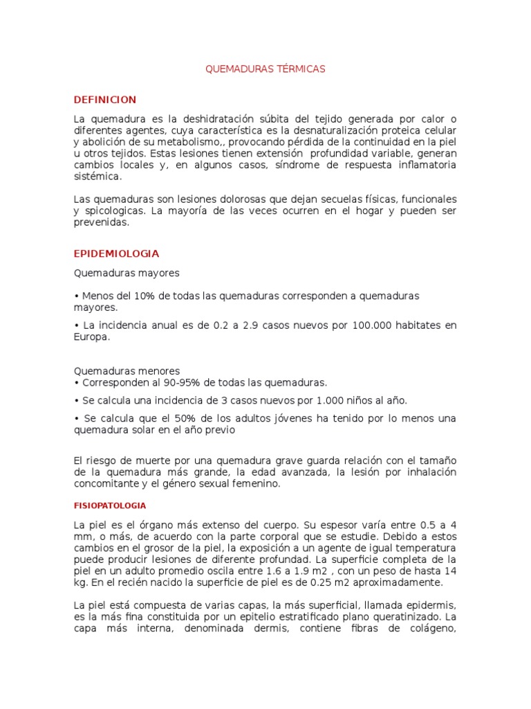 Quemaduras térmicas: definición y efectos | PDF | Quemar | Inflamación